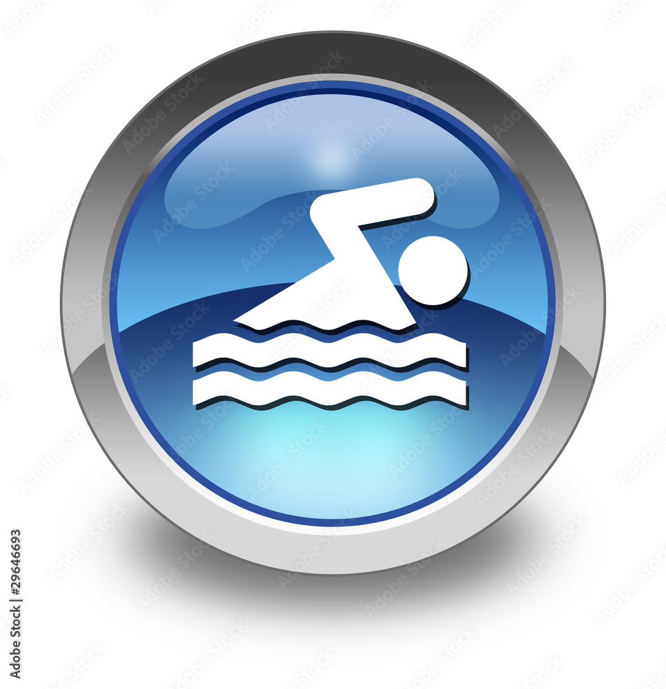 Glossy Pictogram "Swimming" Stock Illustration | Adobe Stock