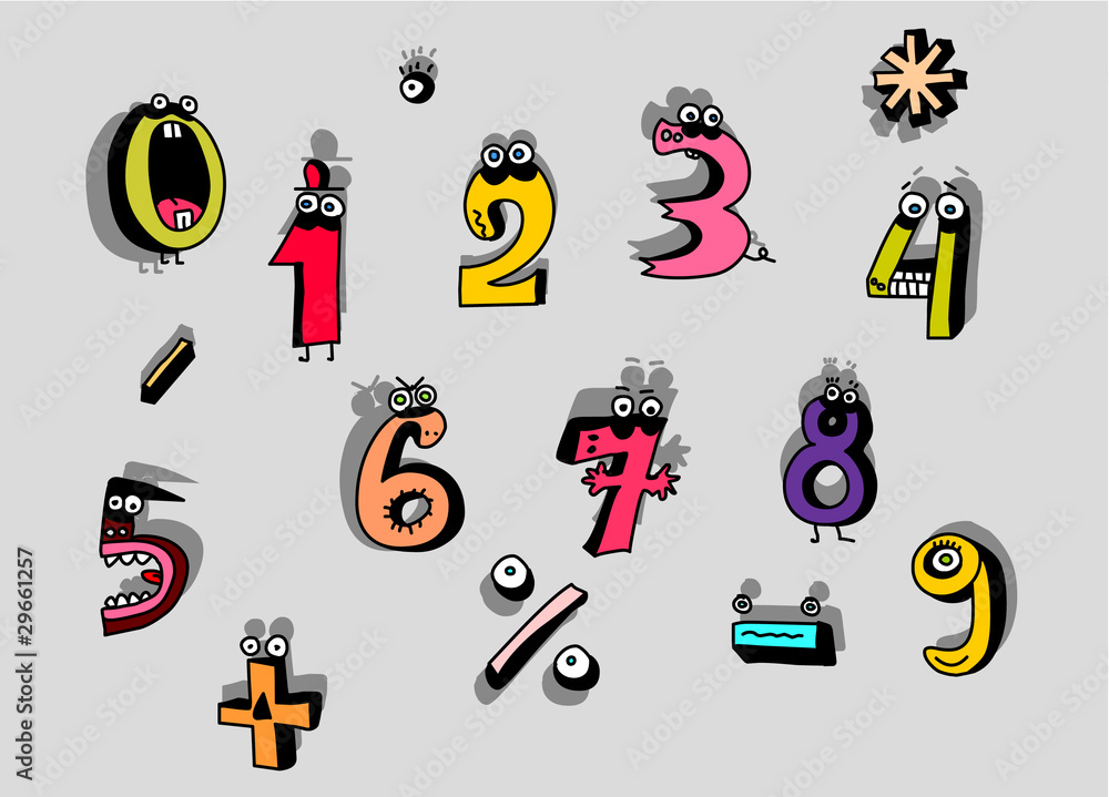 Cartoon Numbers Set Stock Vector | Adobe Stock