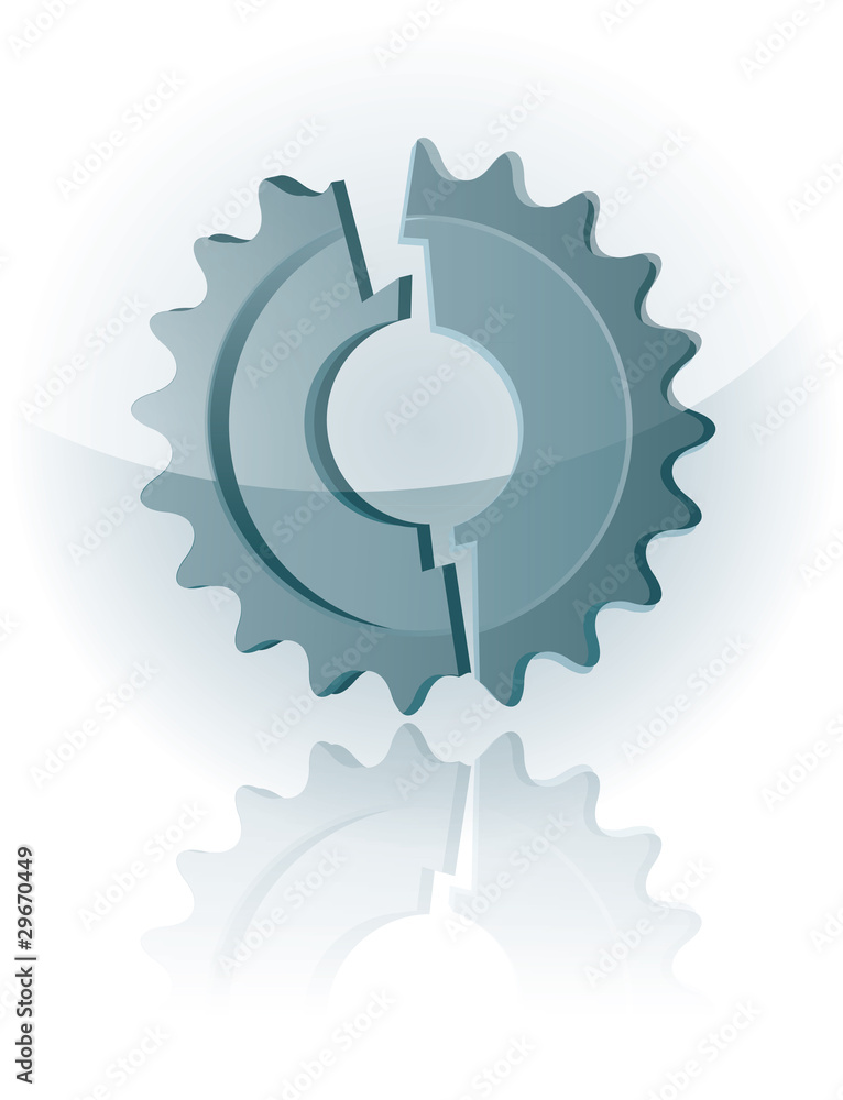 engrenage, rouage cassé , bris de materiel Stock Vector | Adobe Stock