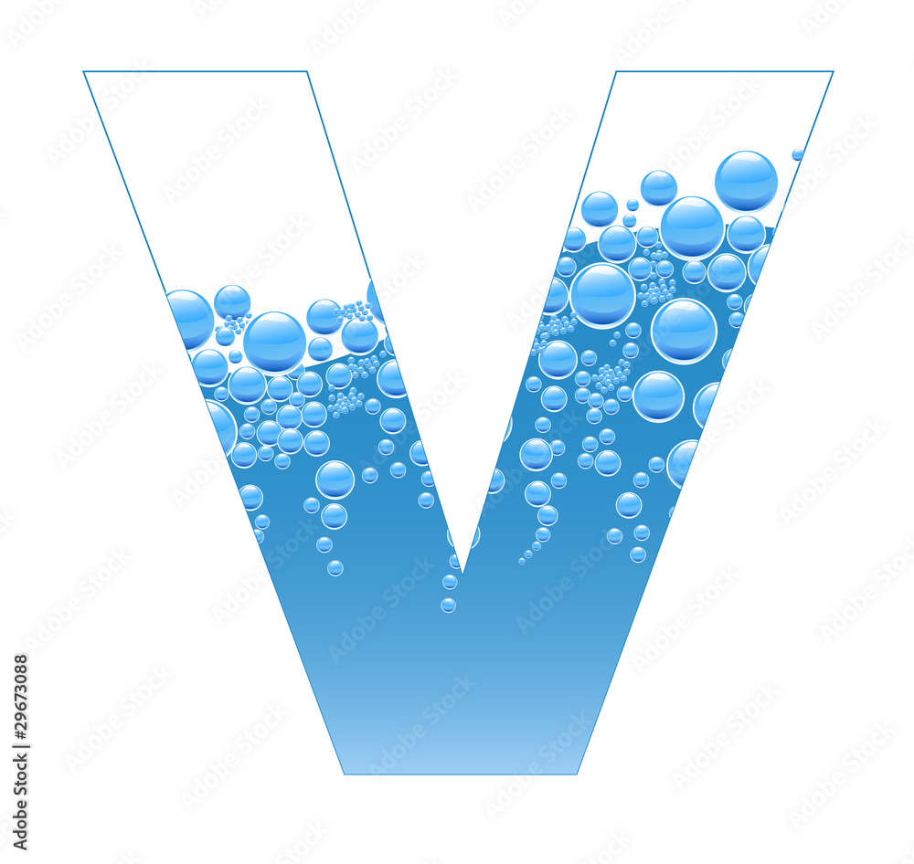 Bubbles and Water Isolated Alphabet Letter V Stock Vector | Adobe Stock