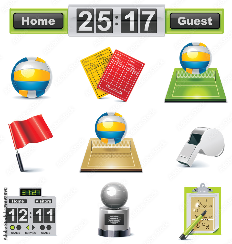 Vector volleyball icon set Stock Vector | Adobe Stock