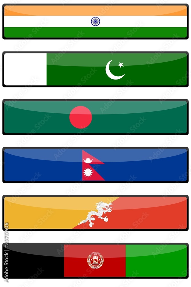 drapeaux sous continent indien himalayan countries flags ilustração do ...