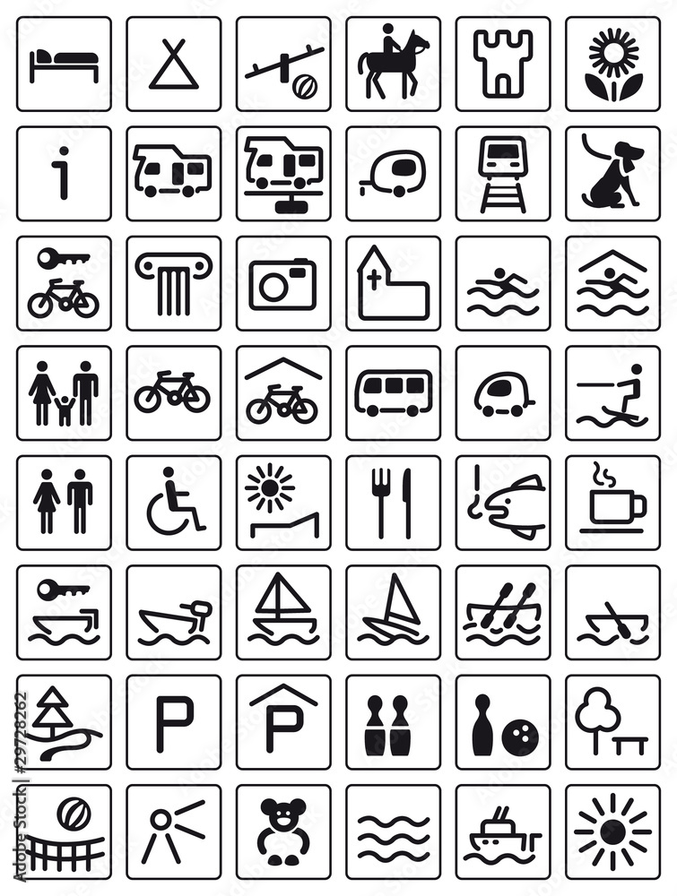 Icons Freizeit Urlaub Stock-Vektorgrafik | Adobe Stock