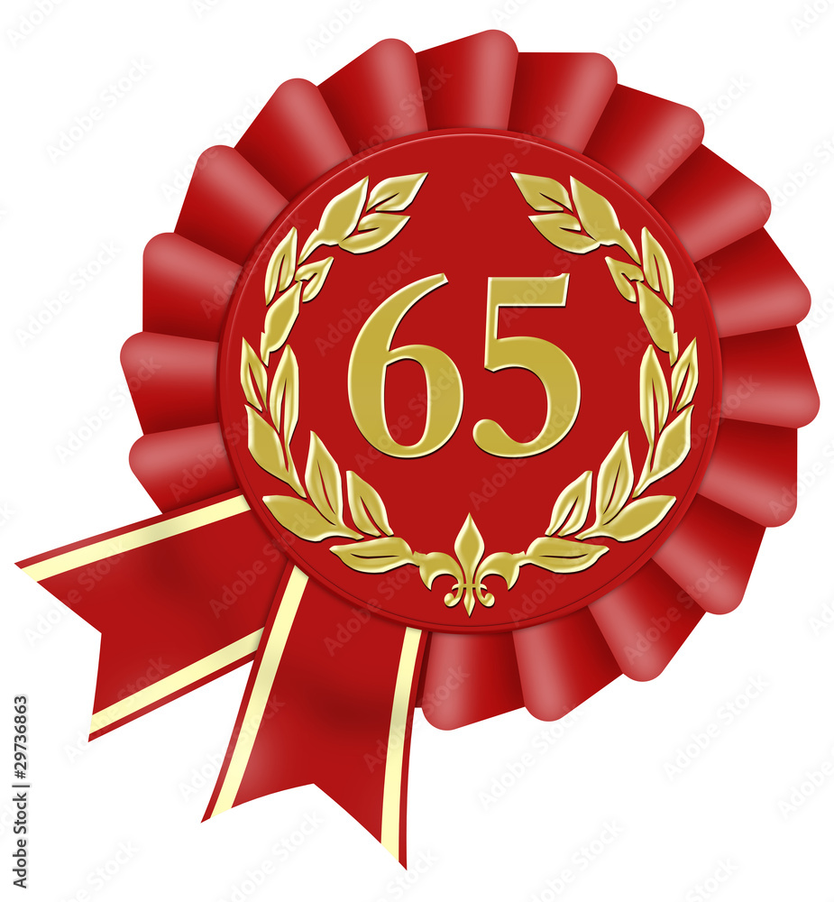 jubiläum 65 zehnjähriges 65. button lorbeer schleife Stock-Illustration ...