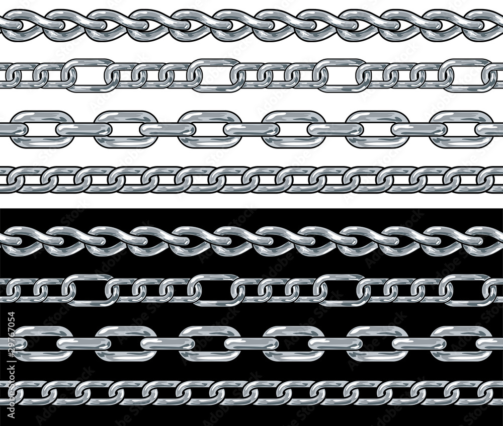 Silver chain. Seamless Borders vector set. Stock Vector | Adobe Stock