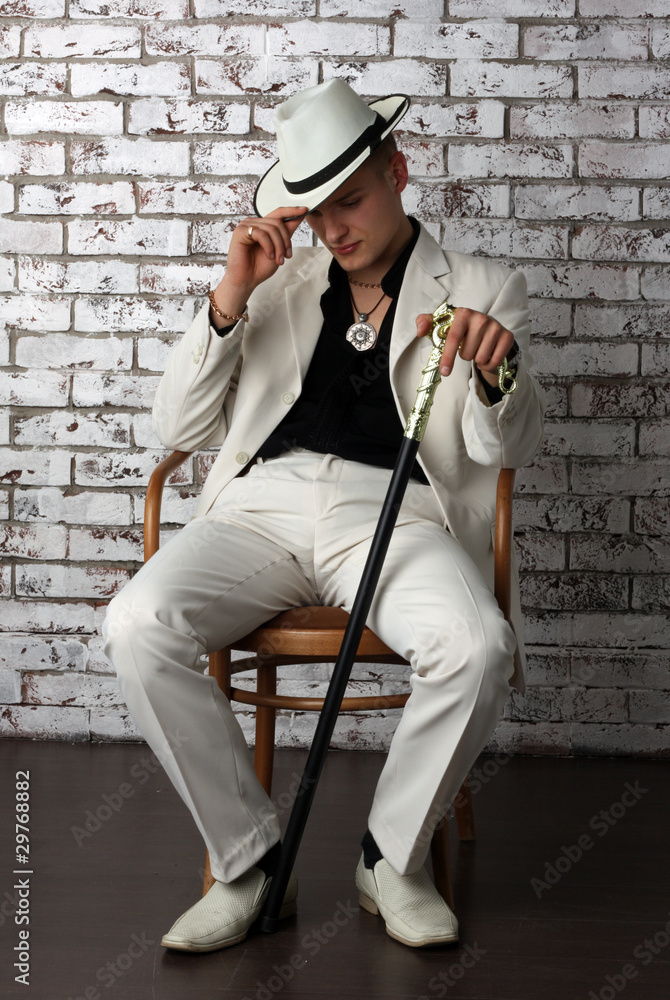 Mafia. The man in a suit with a cane Stock Photo | Adobe Stock