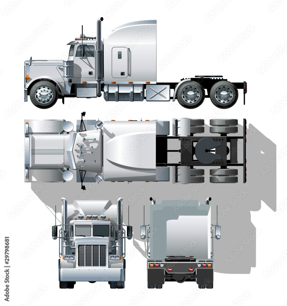 Vector hi-detailed semi-truck Stock Vector | Adobe Stock