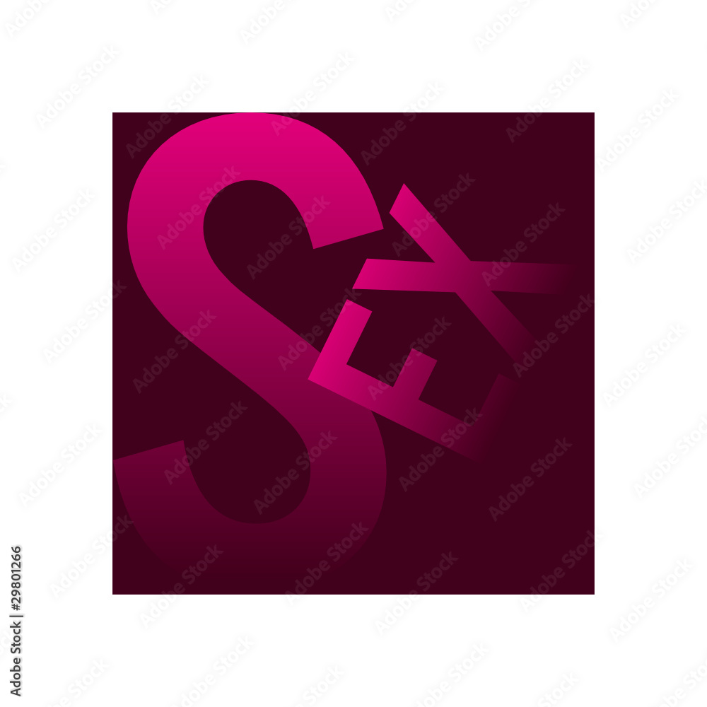 sexe amour logo picto icone symbole mot alphabet graphisme Stock Vector ...