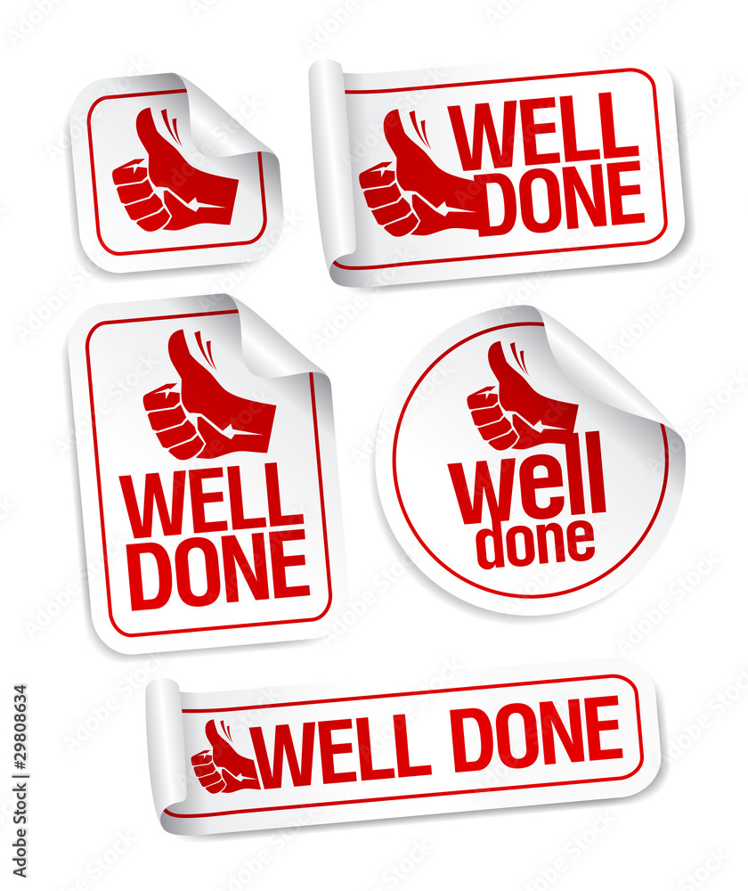 Well done stickers set. Stock Vector | Adobe Stock