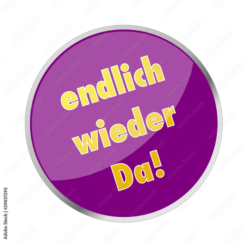 Button "endlich wieder da" lila orange Stock-Vektorgrafik | Adobe Stock