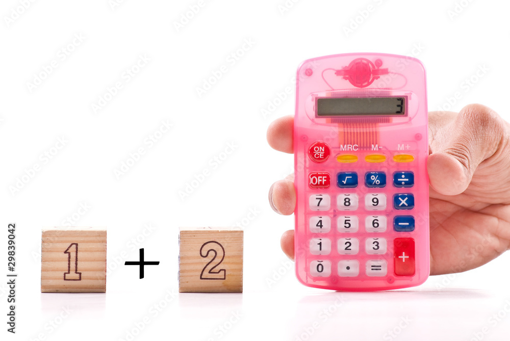Basic Math 2 plus 1 with Answer on Calculator Stock Photo | Adobe Stock