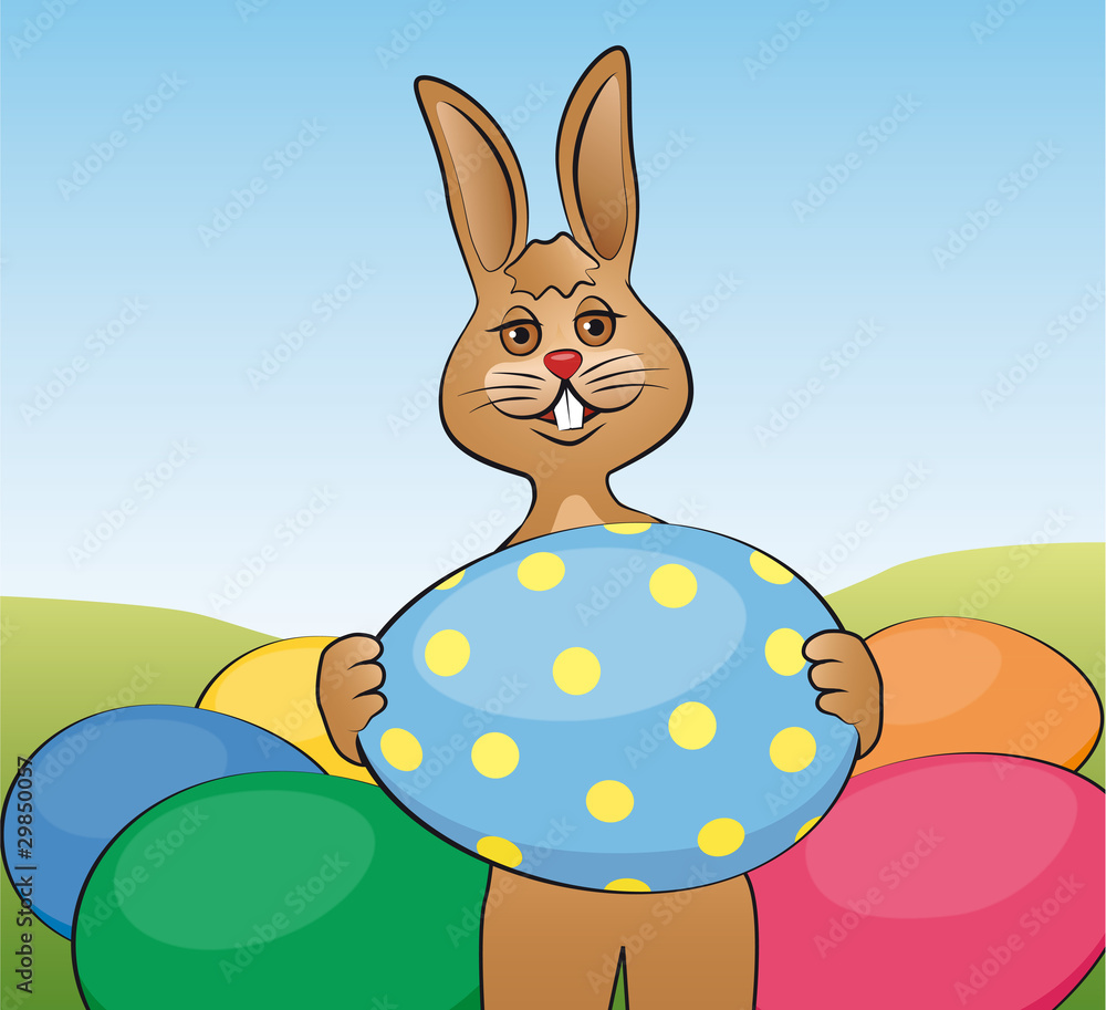 Hase mit Ei Stock-Vektorgrafik | Adobe Stock