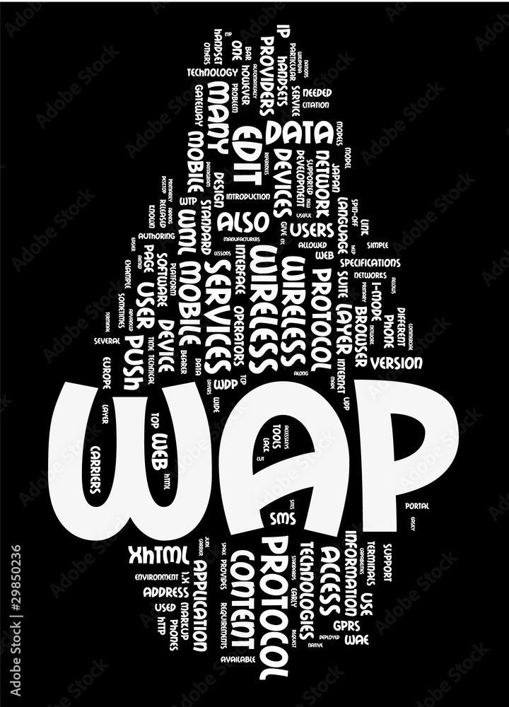 Wireless Application Protocol - WAP on black background Stock ...