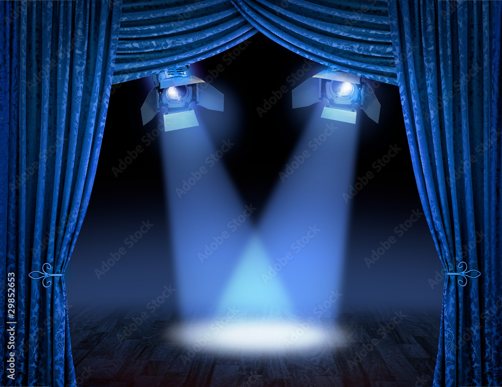 Blue spotlight beams premiere Stock Photo | Adobe Stock