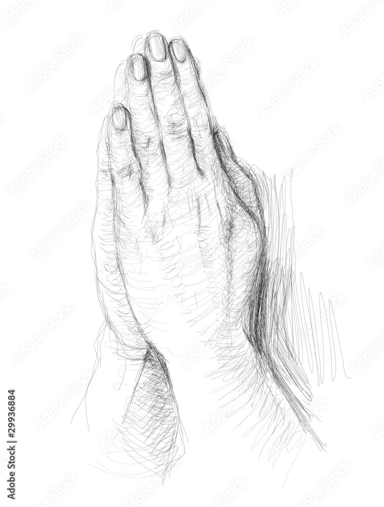 Praying Hands / realistic sketch (not auto-traced) Stock Vector | Adobe ...