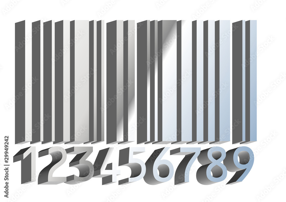 code barre 3d acier Illustration Stock | Adobe Stock