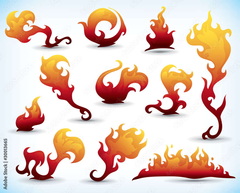collection of fiery design elements Stock Vector | Adobe Stock