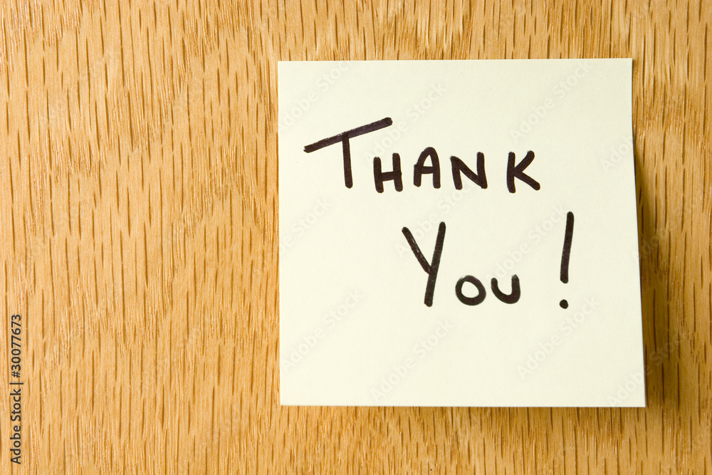 Hand Written Thank You Note on a post-it Stock Photo | Adobe Stock