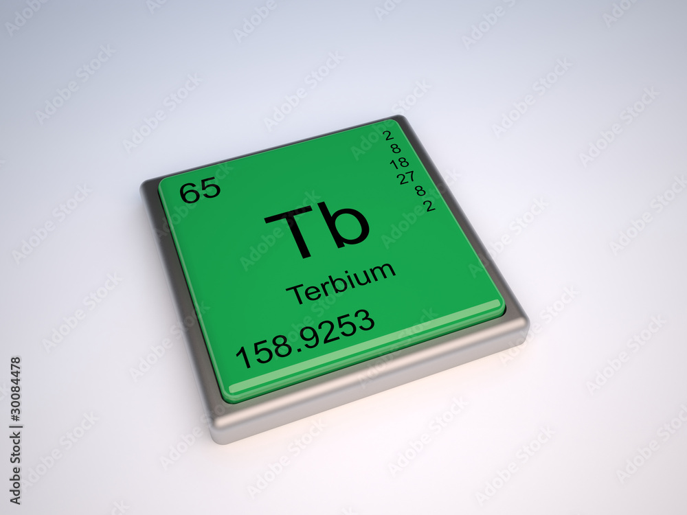 Terbium chemical element of the periodic table with symbol Tb Stock ...