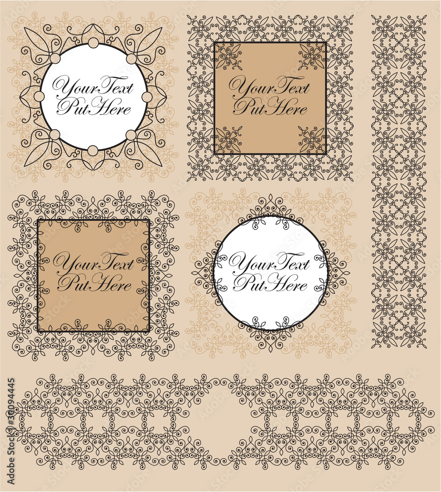 set victorian frames and borders Stock Vector | Adobe Stock