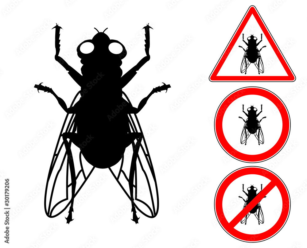 Fly pictogram warning and prohibition signs Stock Vector | Adobe Stock