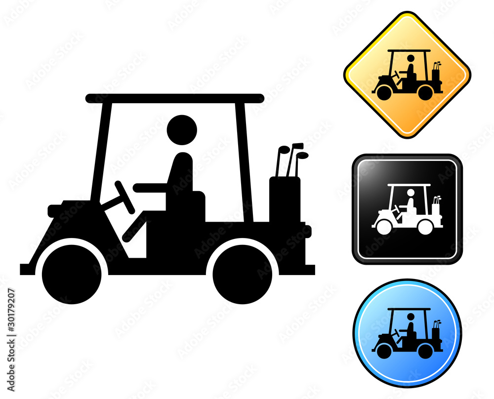 Golf cart pictogram and signs Stock Vector | Adobe Stock