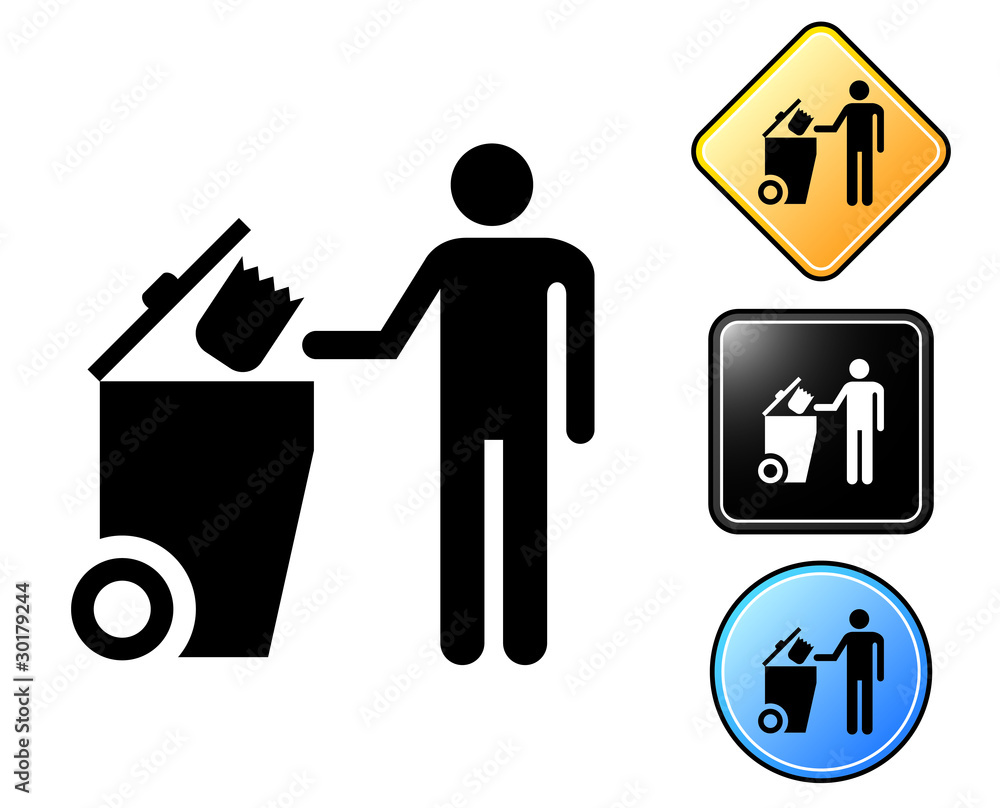 Trash pictogram and signs Stock Vector | Adobe Stock