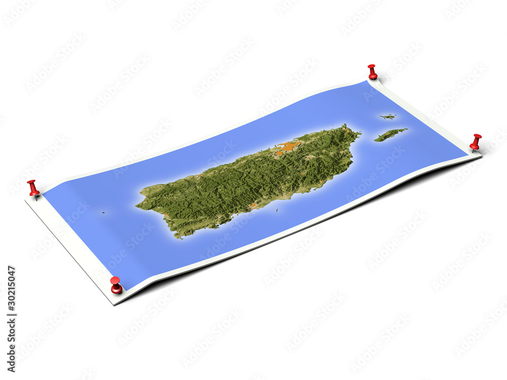 Puerto Rico on unfolded map sheet. Stock Illustration | Adobe Stock
