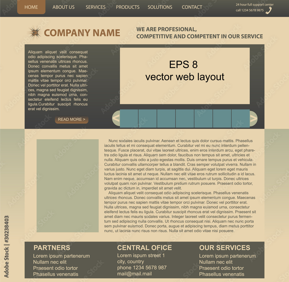 Vector Vintage Classic Business website layout - not sliced Stock ...
