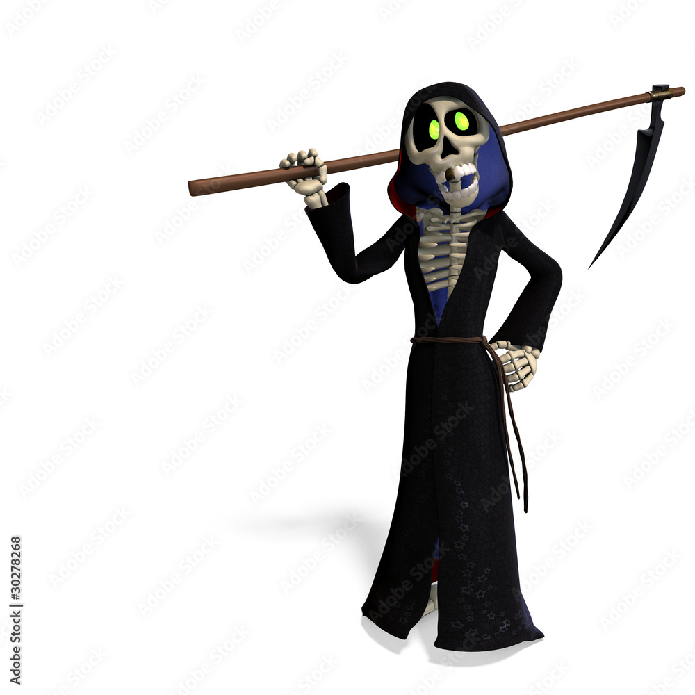 funny cartoon reaper. 3D rendering with clipping path and Stock ...