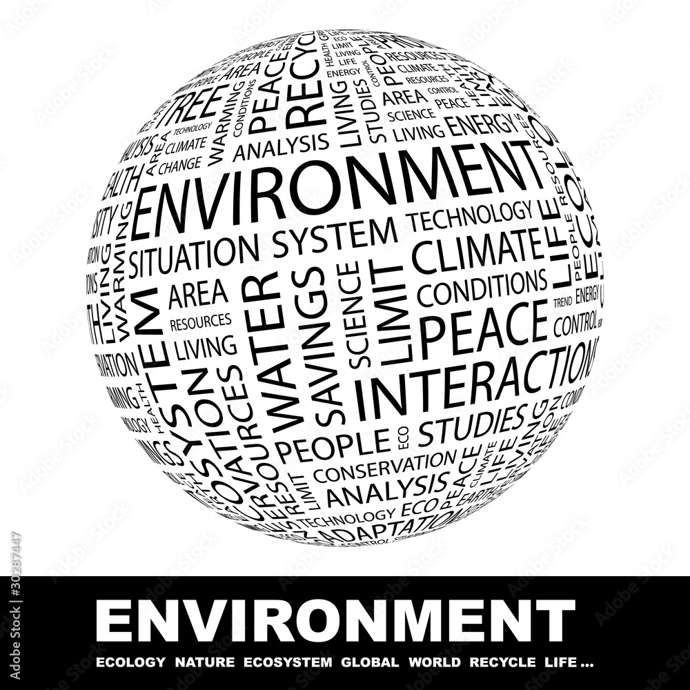 ENVIRONMENT. Word cloud concept illustration. Stock Vector | Adobe Stock