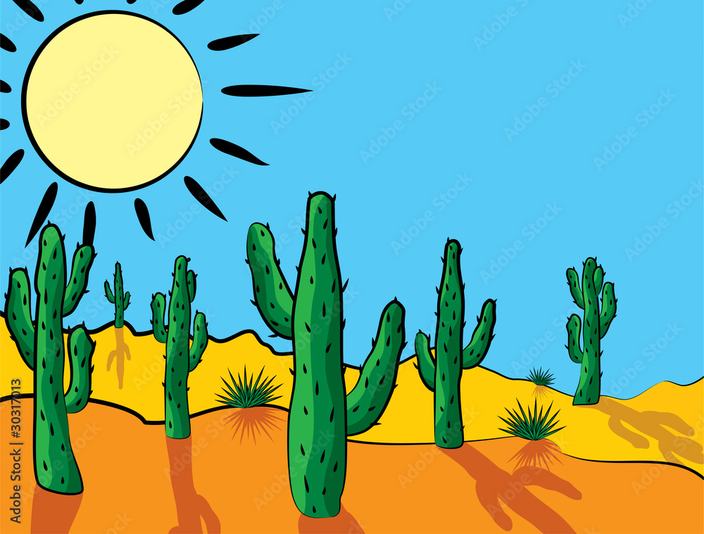 vector cactus in desert clip-art vector de Stock | Adobe Stock