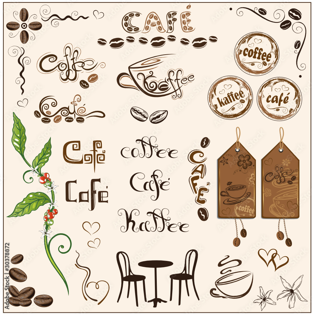 Kaffee, coffee, design elements, vector set Stock-Vektorgrafik | Adobe ...