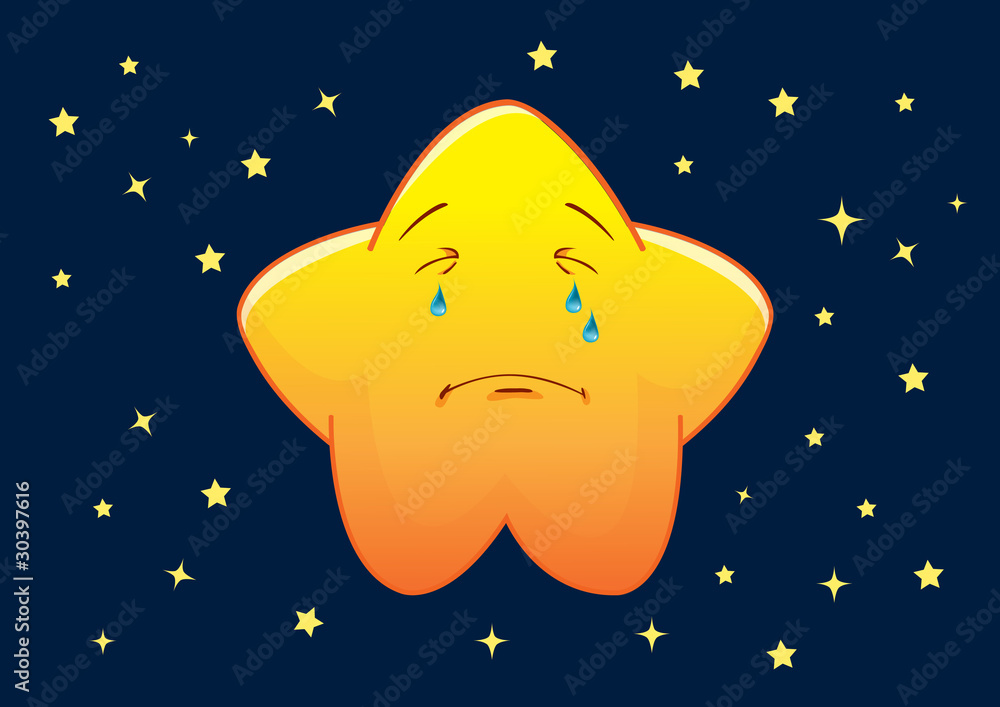 Crying Star Cartoon Character Illustration in Vector Stock Vector ...