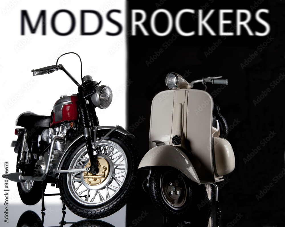 mods rockers bike and vespa Stock Photo | Adobe Stock