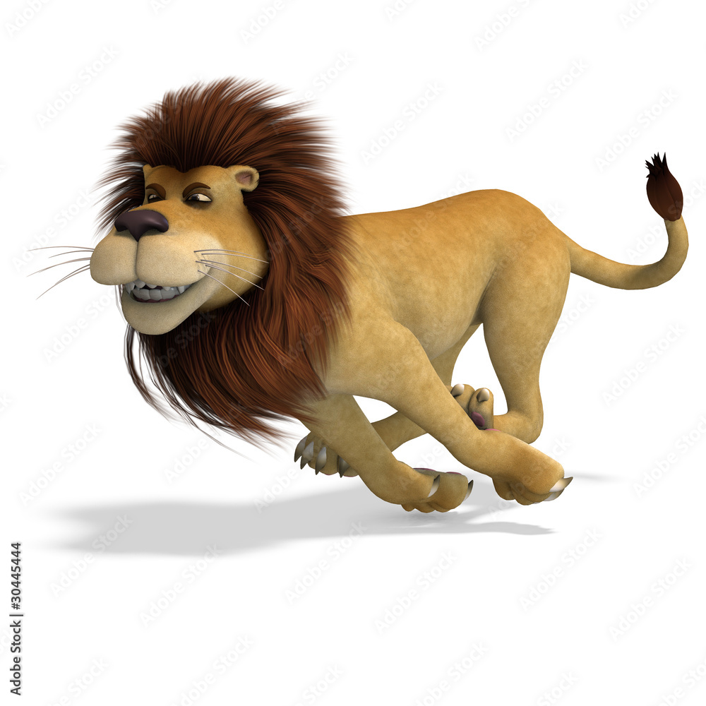 cute and funny rendering of a male cartoon lion. 3D rendering Stock ...