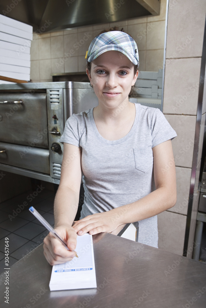 Take out order waitress in a fast food restaurant Stock Photo | Adobe Stock