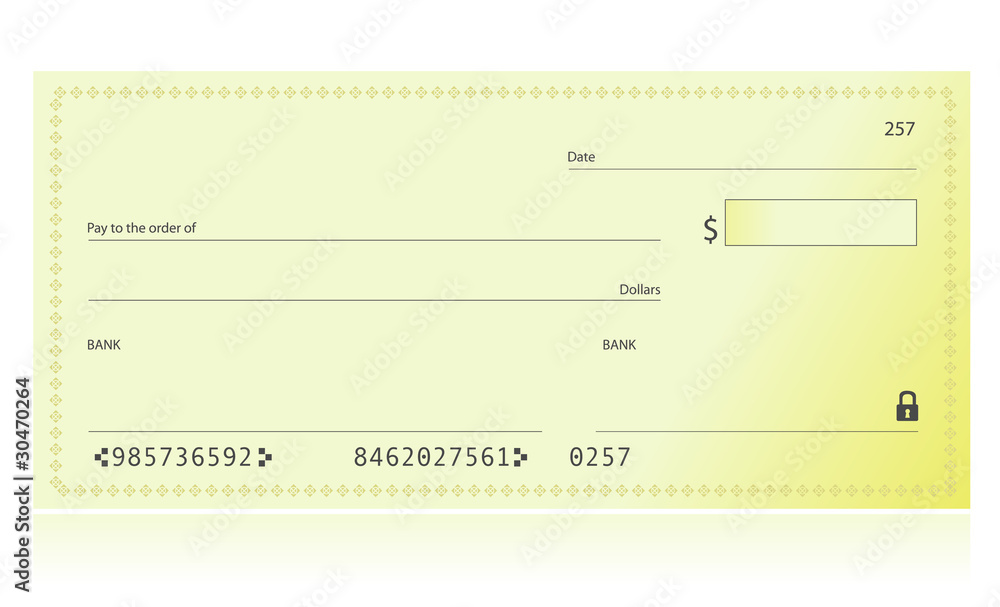 Bank Check illustration isolated over a white background Stock ...