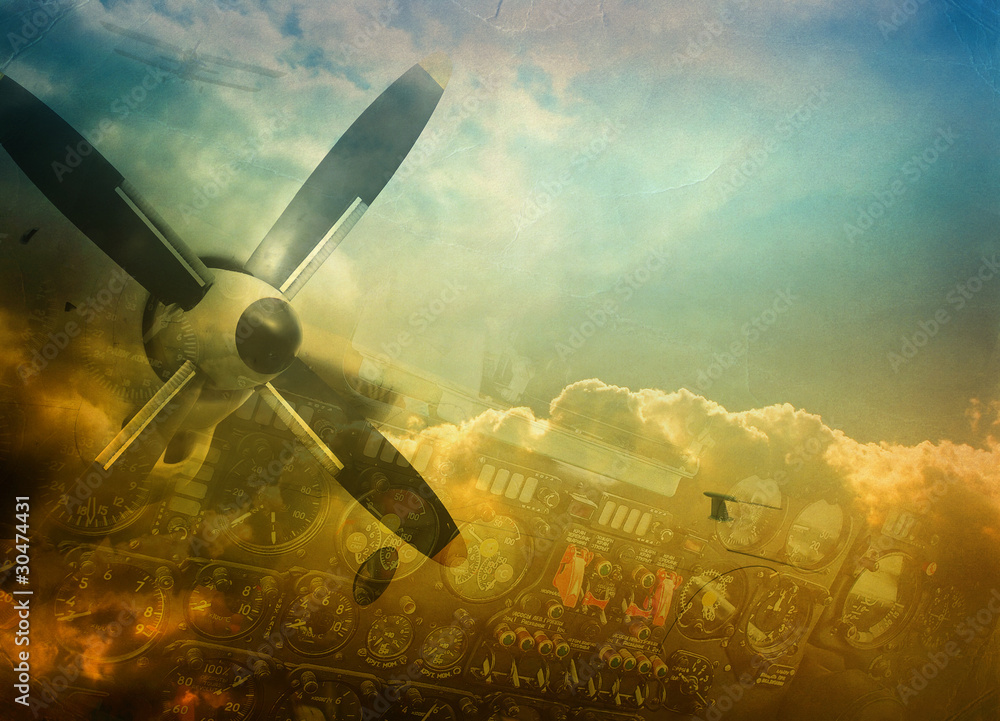 Aviation collage Stock Illustration | Adobe Stock