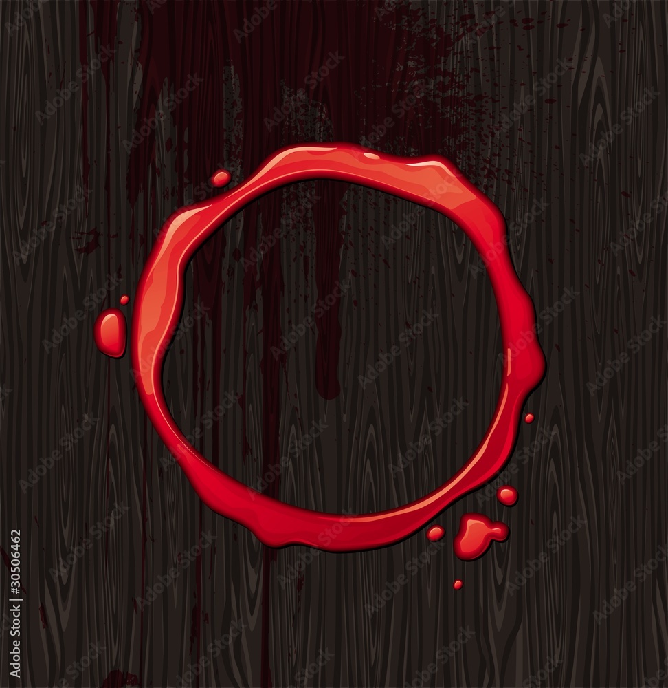 Vector bloody round frame on black wood texture background Stock Vector ...
