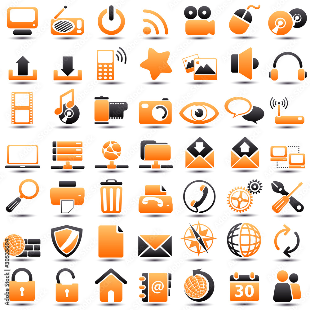 icon: technology orange Stock Vector | Adobe Stock