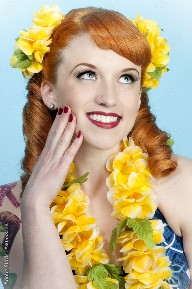 Sexy Hula Pinup Girl Stock Photo | Adobe Stock