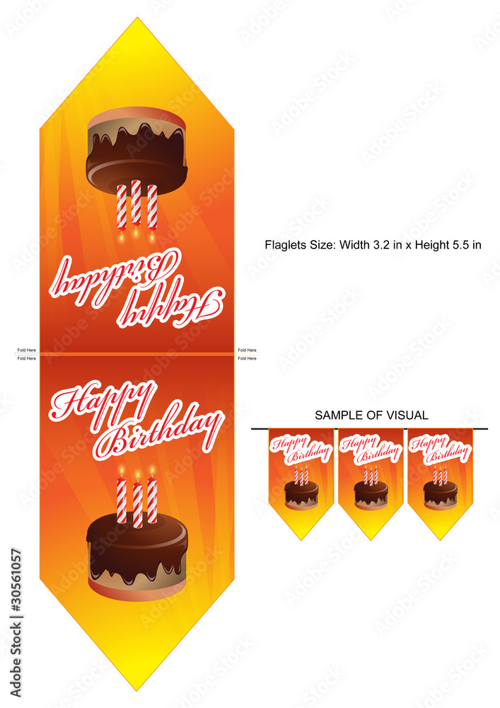 Happy Birthday Flaglets Bunting Illustration For Celebration Stock ...