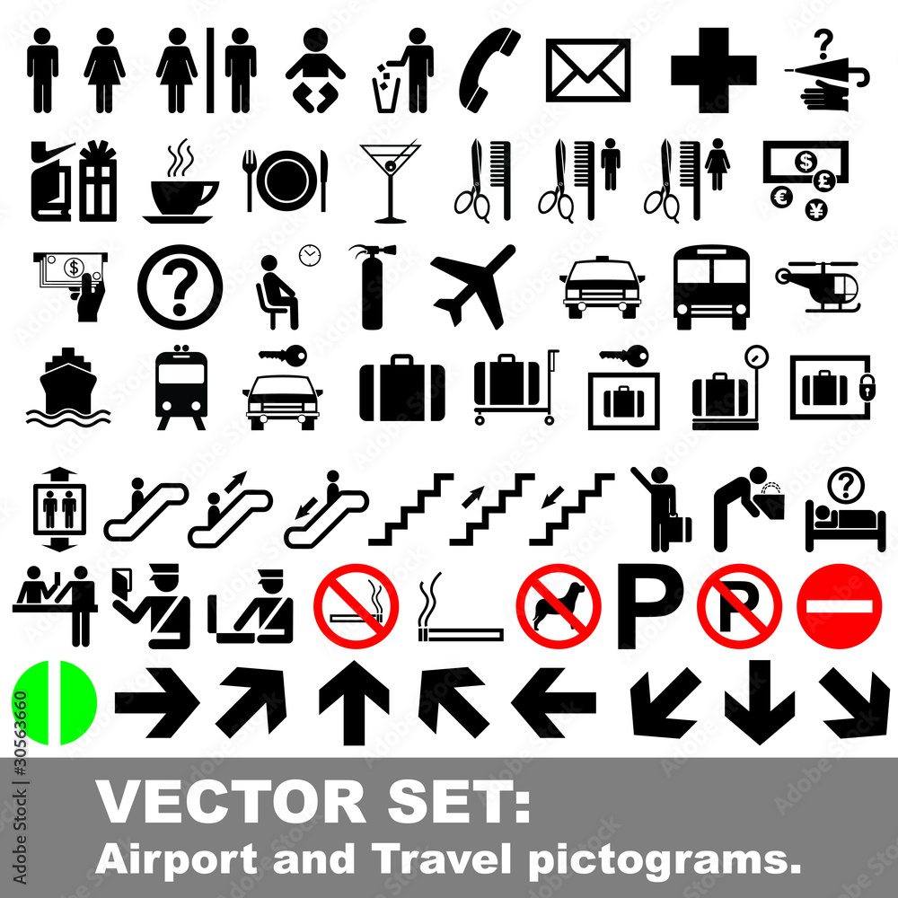 Vector set: Airport and Travel pictograms Stock Vector | Adobe Stock