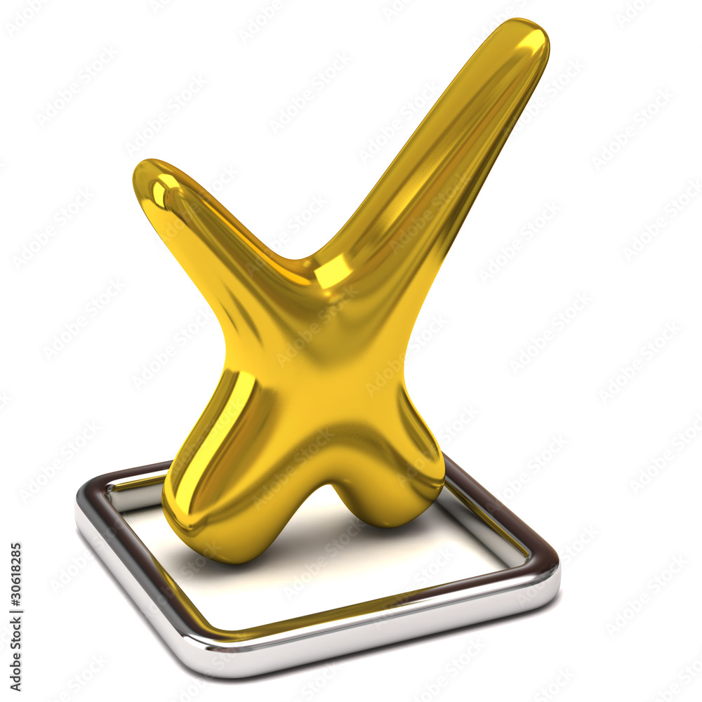 Golden tick sign Stock Illustration | Adobe Stock