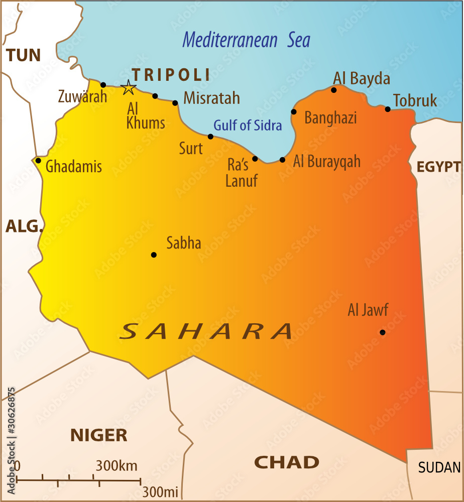 Political map of Libya Stock Vector | Adobe Stock