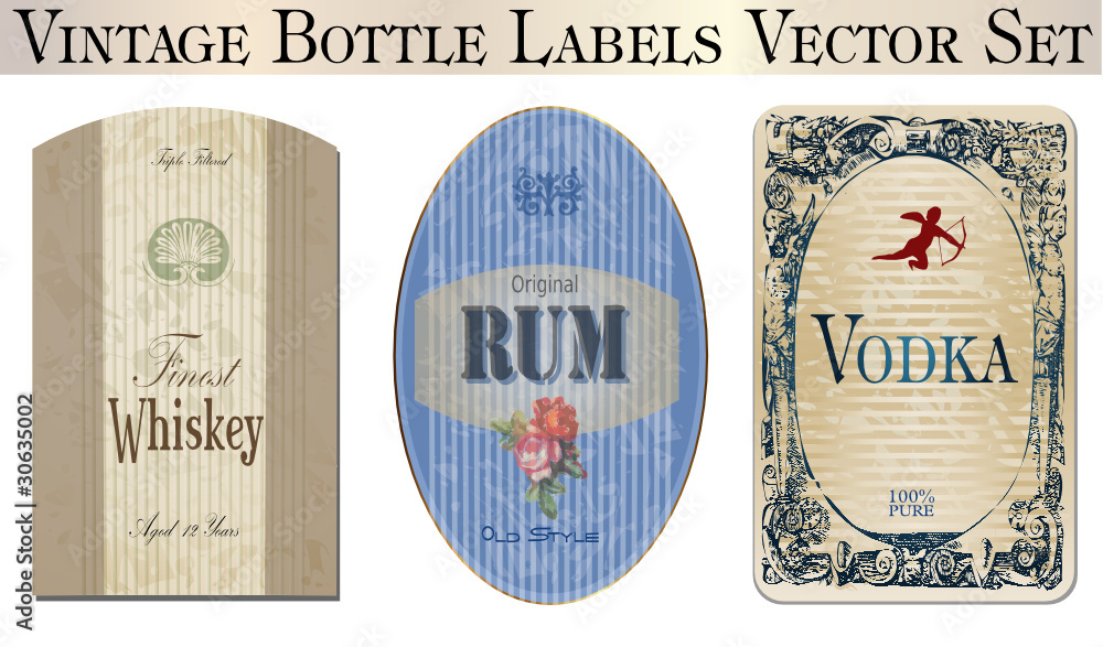 Vintage Bottle Labels Stock Vector | Adobe Stock