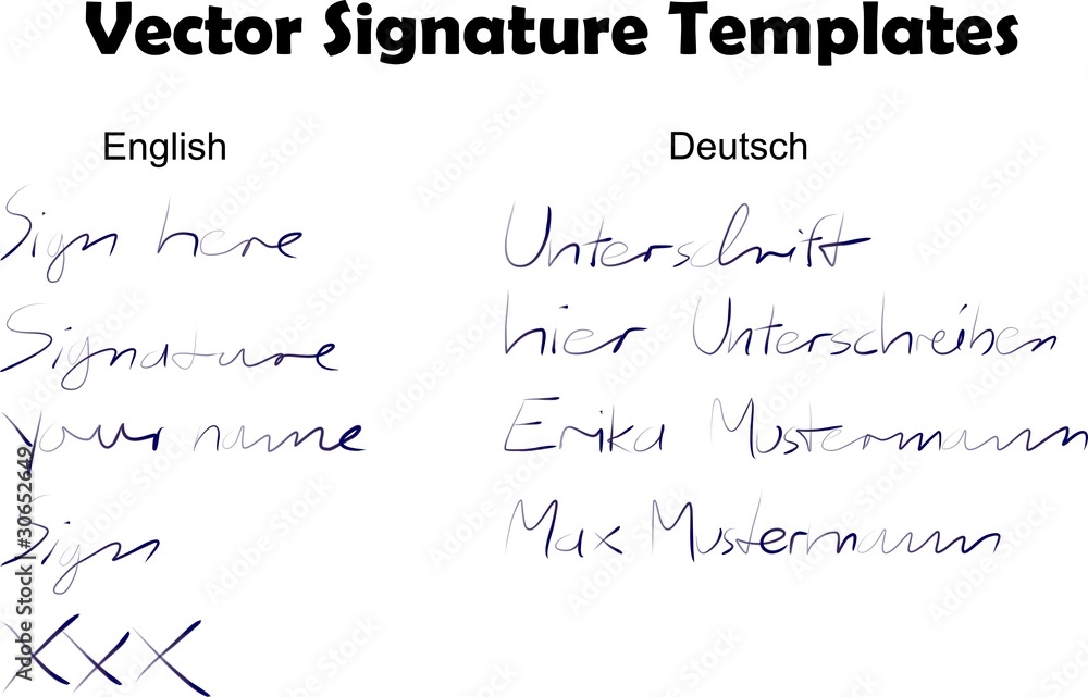 Vector Signature Templates Stock Vector | Adobe Stock