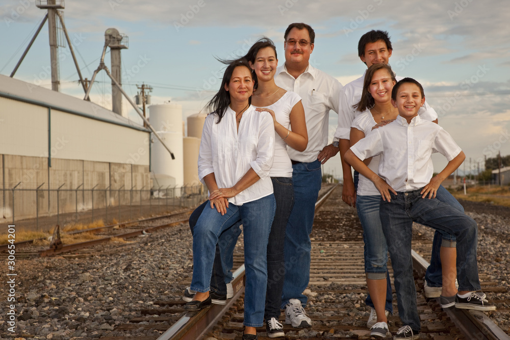 Multicultural Family Portrait in an industrial location Stock Photo ...