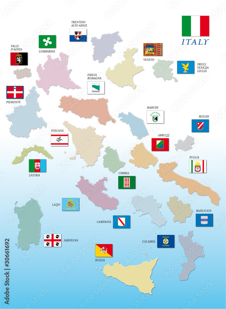 Photo & Art Print italy region map exploded with flags, frizio